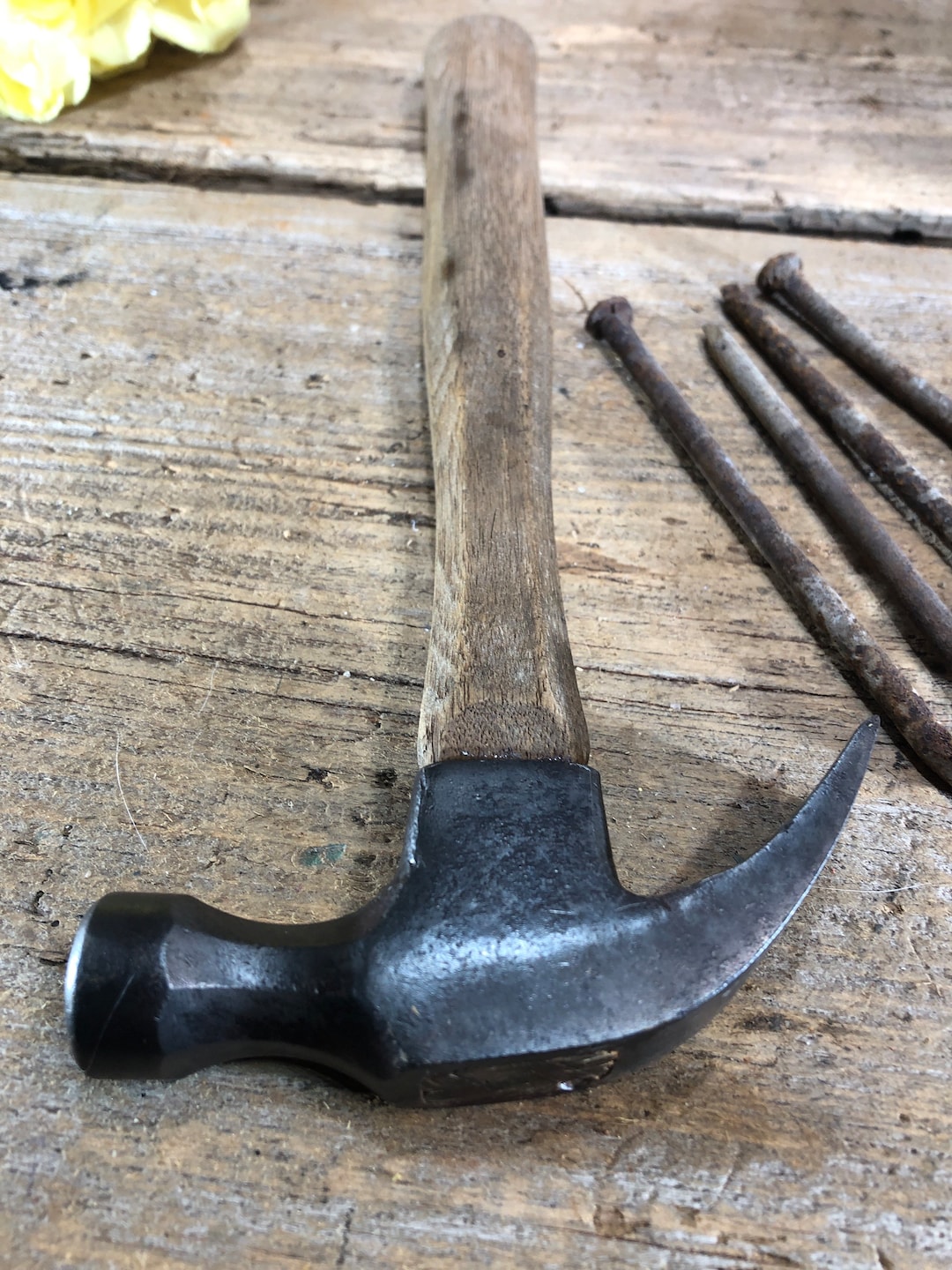 Vintage Claw Hammer, Hickory Handle. Vintage Tool, Hammerhead, Farm ...