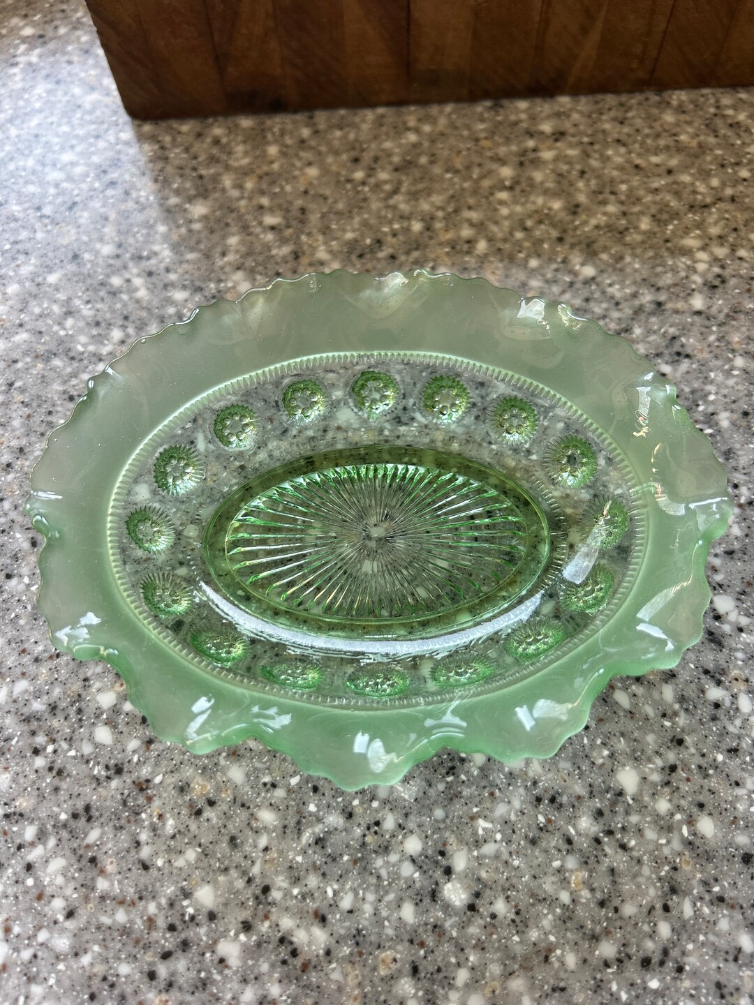 Antique Depression Art Deco Davidson Glass Green Blackberry Prunt Dish ...