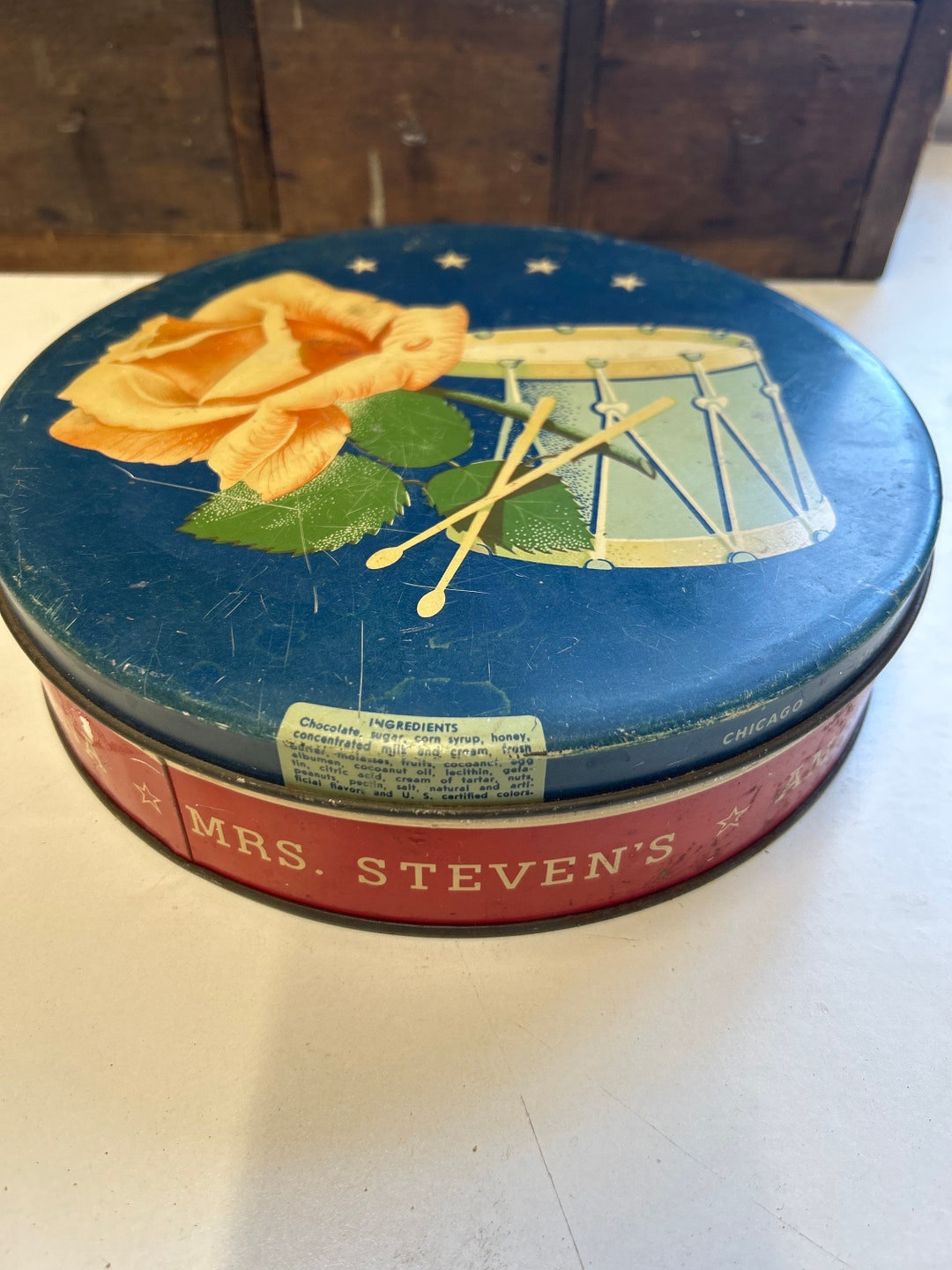 Antique Mrs. Stevens, Button Tin Americana Chicago, Illinois - Etsy
