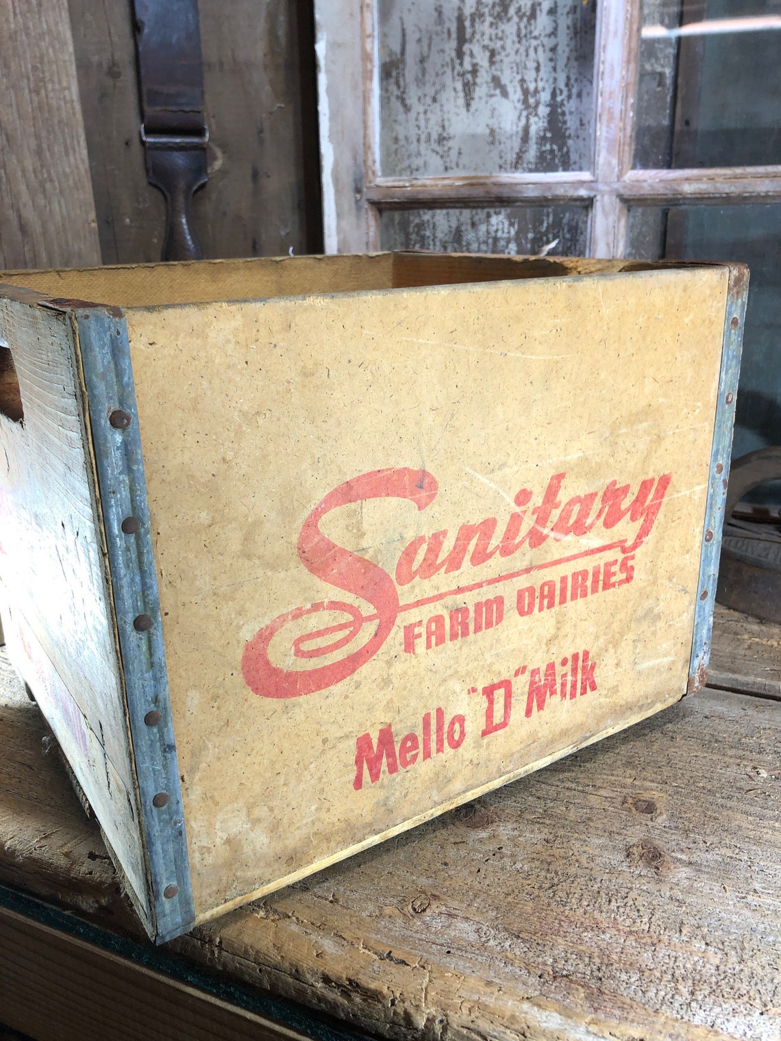 Vintage Sanitary Farm Dairies Milk Crate. Chabby Farm Salvage. - Etsy