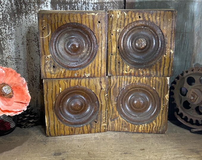 Antique Victorian Salvage 4 Wood Door Corner Rosettes - Etsy
