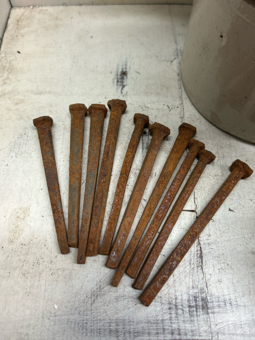 Vintage Blacksmith Square Nails, Spikes, Sacrificed, 3- 4” Handmade ...