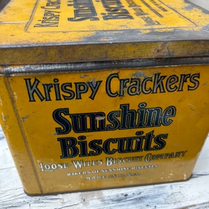 Vintage Krispy Crackers Sunshine Biscuits Tin, Hoosier Cabinet Display ...