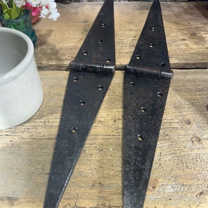 2 Vintage Antique Rusty 24" Architectural Salvage Door Gate Barn Hinges. Cleaned. Strap Hinge - Etsy