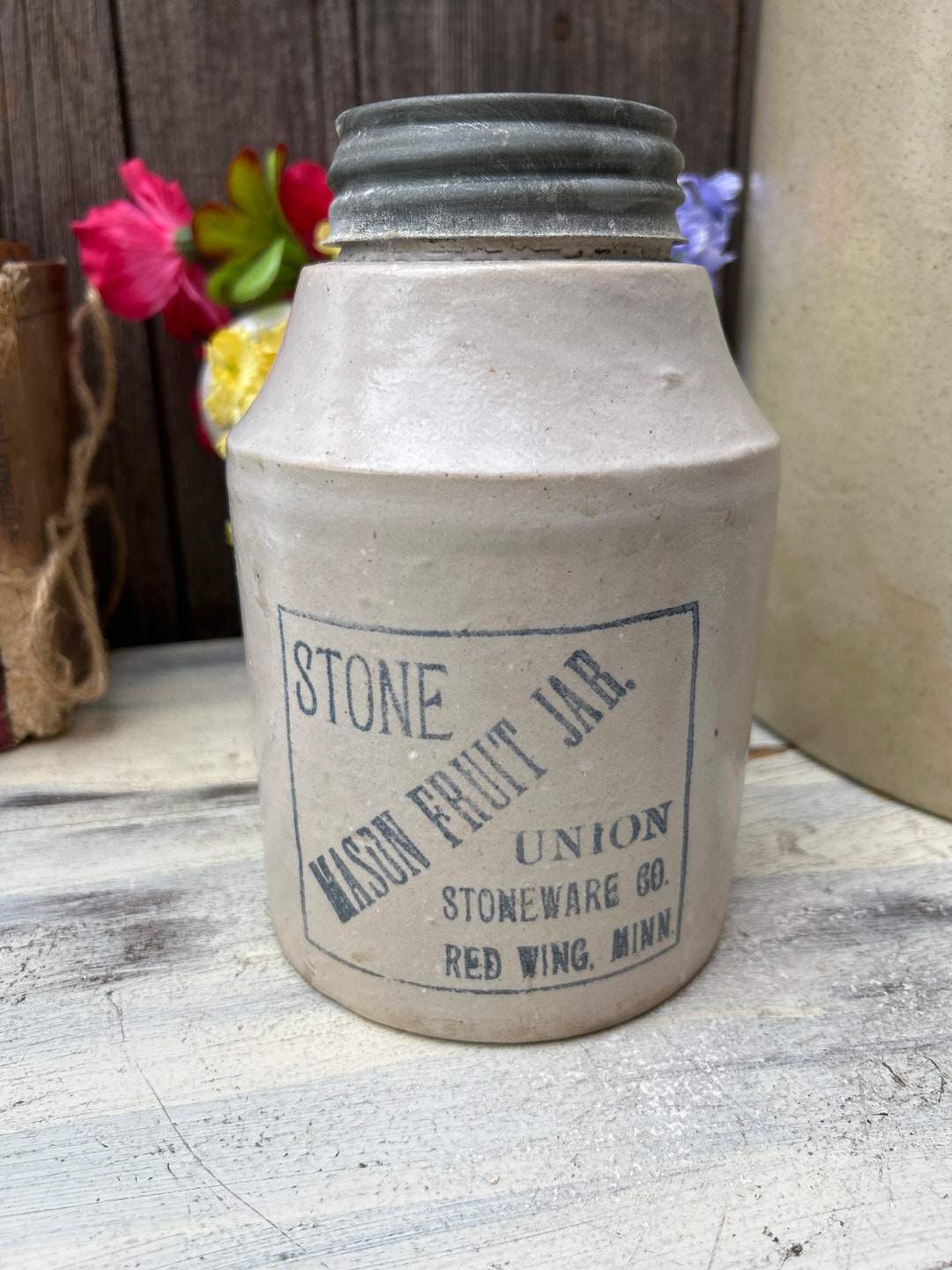 Vintage Crock Jug, Mason, Fruit Jar, Stone Union Stoneware Company ...