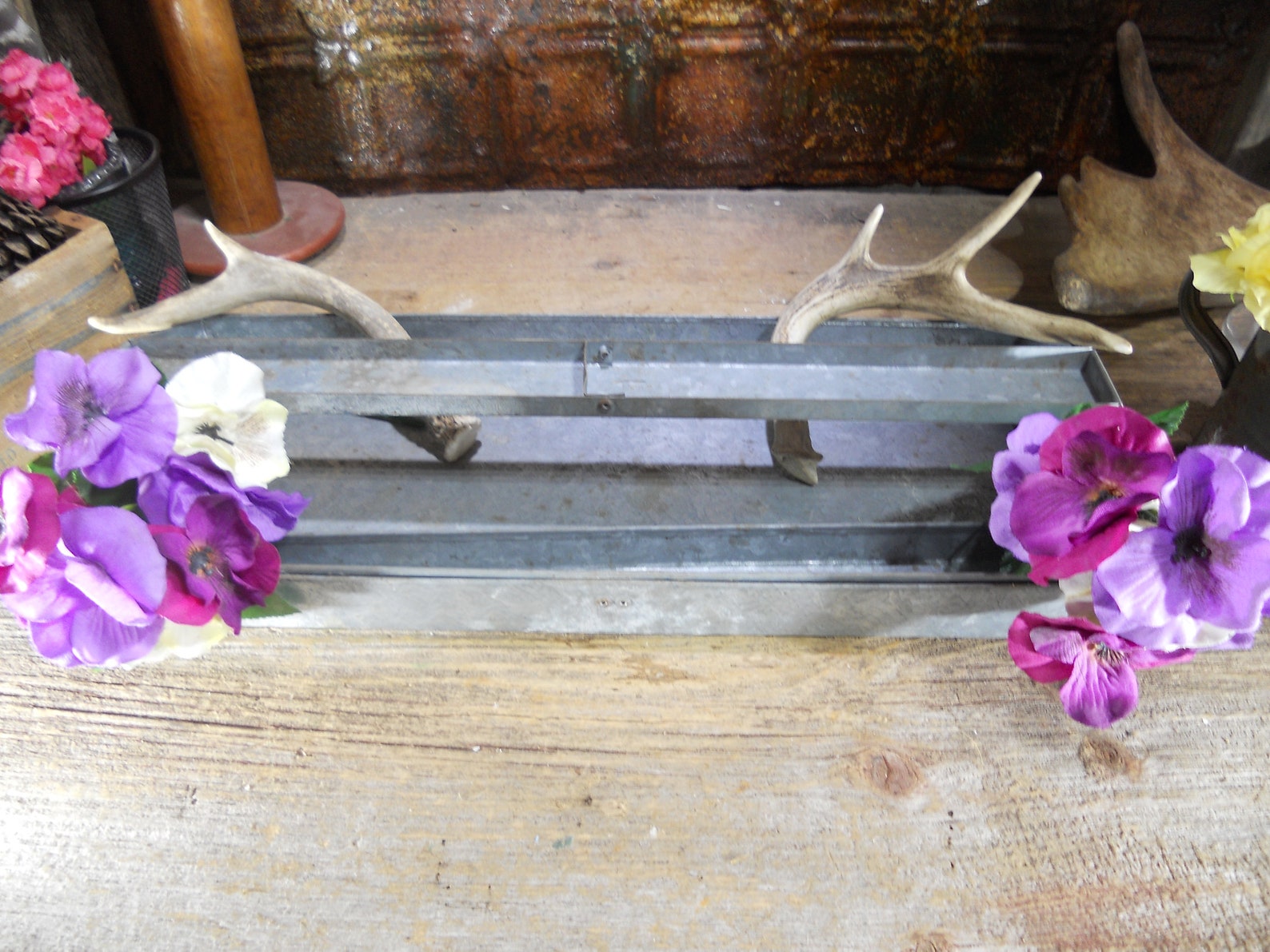 Vintage Antique Metal Tool Box Tray Rusty Galvanized Patina. - Etsy