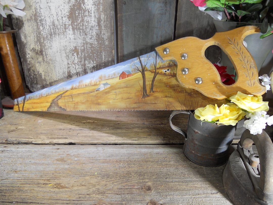 Vintage Wall Décor Painted Hand Saw - Etsy