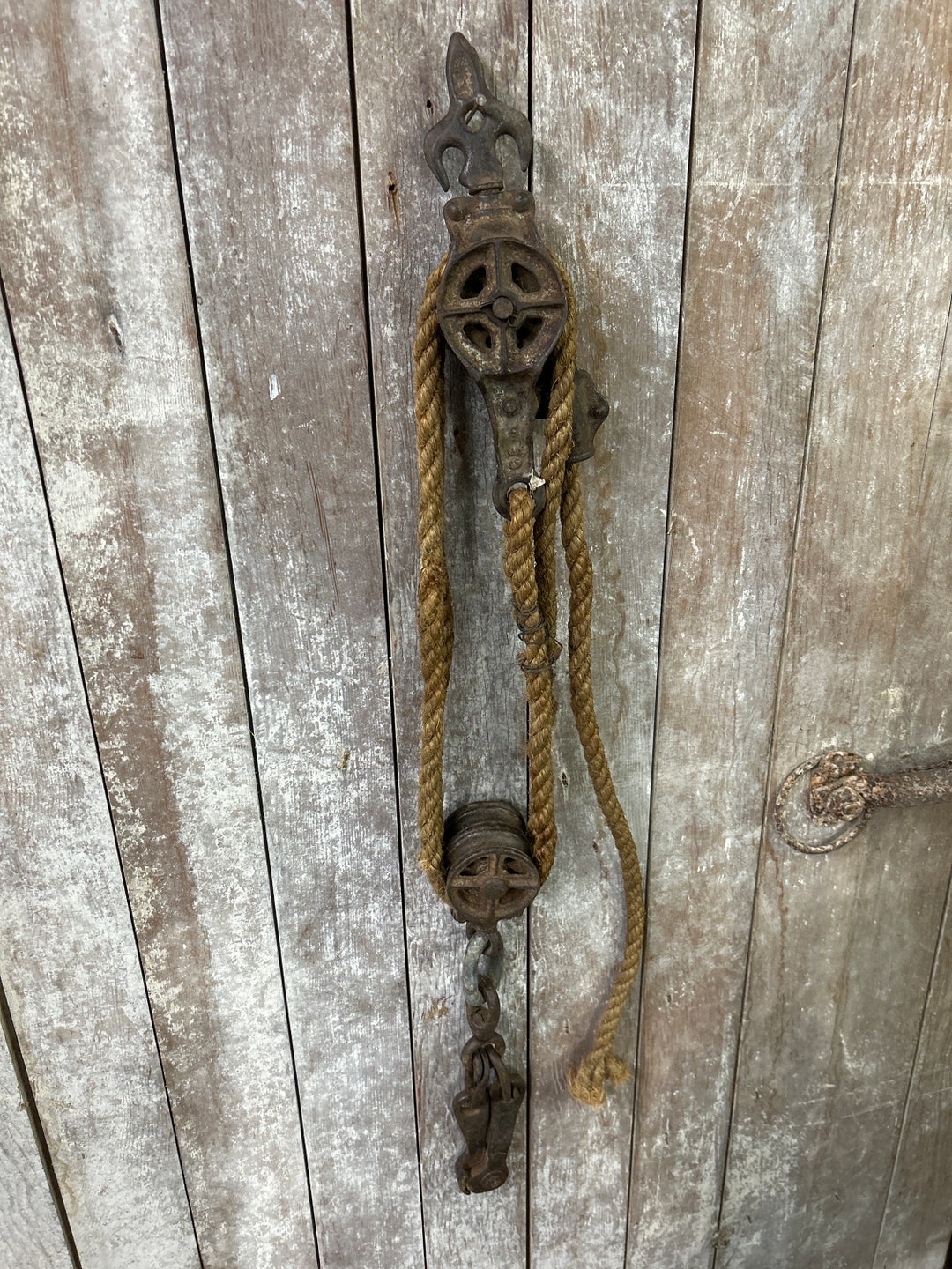 Vintage Barn Pulley Block and Tackle. , Barn Rope , Straight off the ...