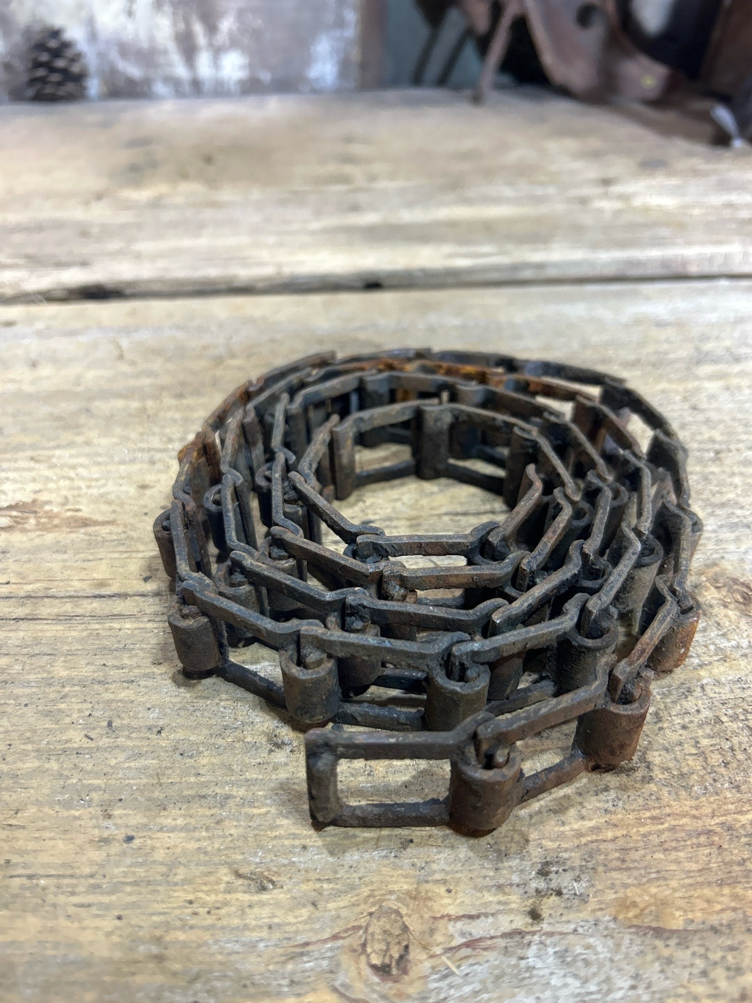 Vintage Industrial Square Link Chain. Farm Rusty Farm Chain. Aprx 52 ...