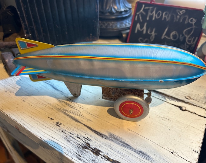 Vintage Tin Toy, Zeppelin Blimp, Airplane - Etsy