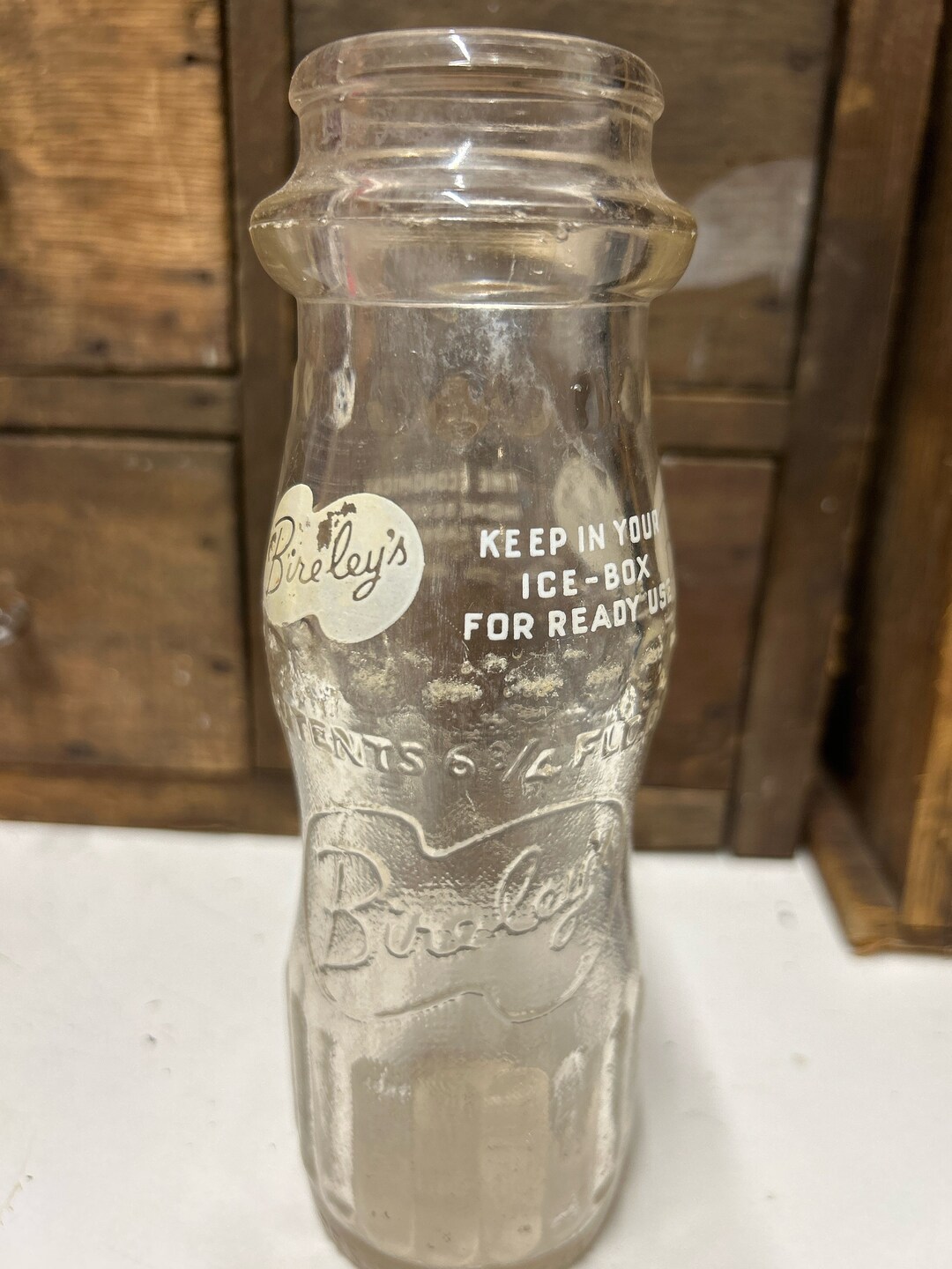 Bireleys Beverage Bottle, Keep in Your Ice Box . 6-3/4 Oz Glass Pop ...