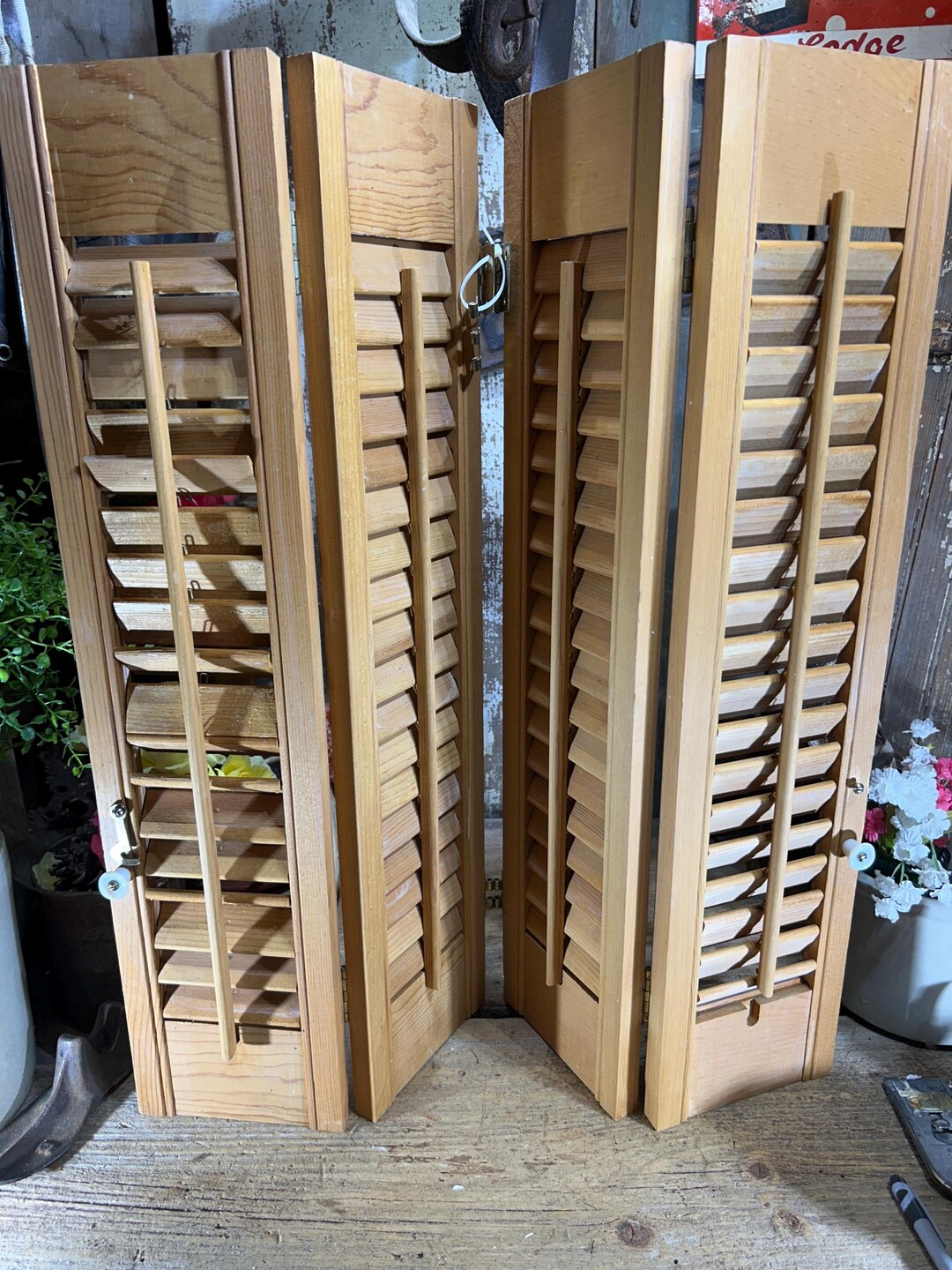 4 Vintage Shutter Panels Interior Wood Louver - Etsy