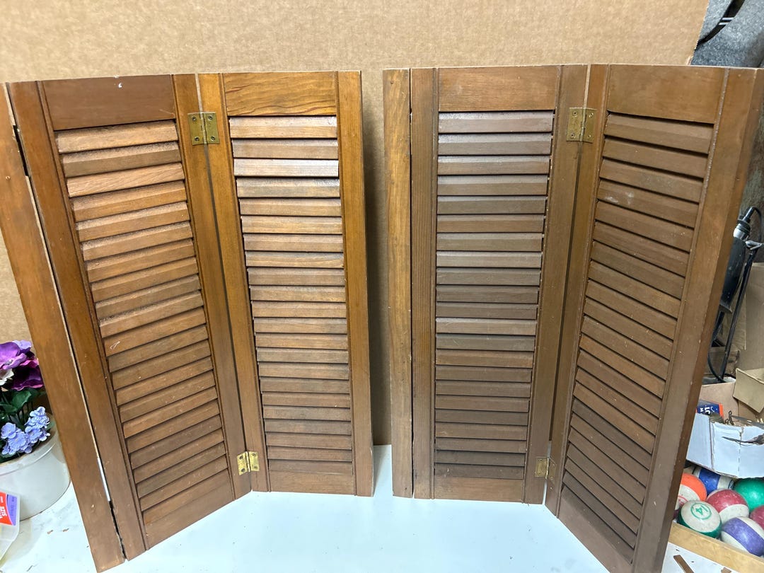 4 Vintage Shutter Panels Interior Wood Louver - Etsy