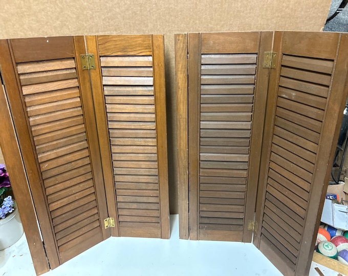 4 Vintage Shutter Panels Interior Wood Louver - Etsy