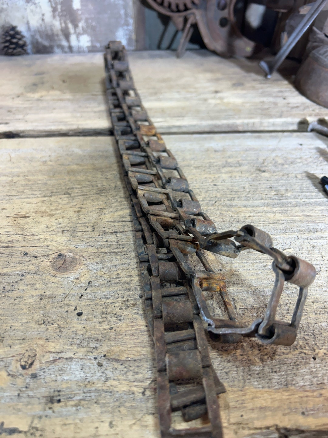 Vintage Industrial Square Link Chain. Farm Rusty Farm Chain. Aprx 70 ...