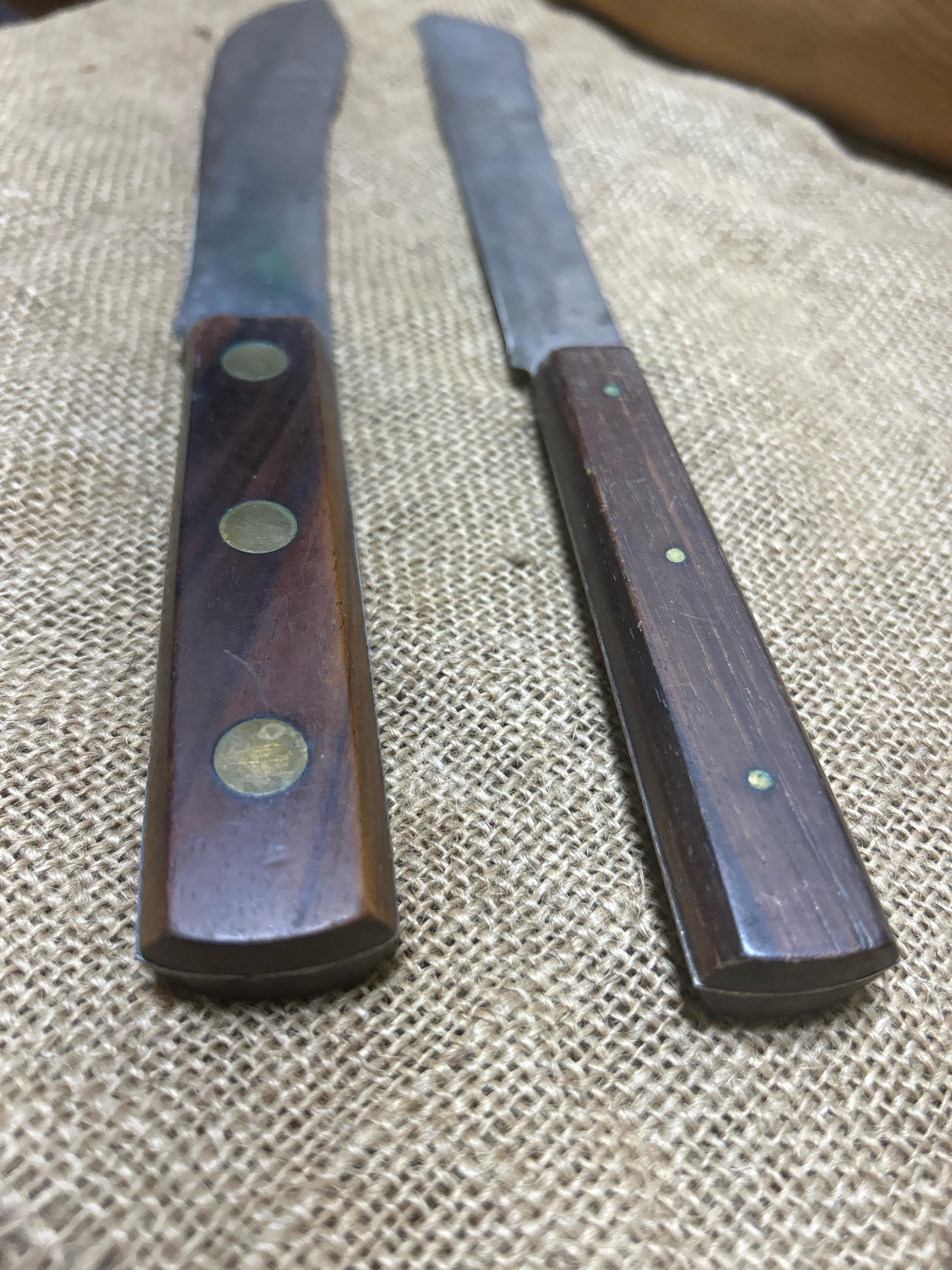 Vintage Kitchen Butcher Knife’s,, , Wood Handles, Brass Pins, Farmhouse ...