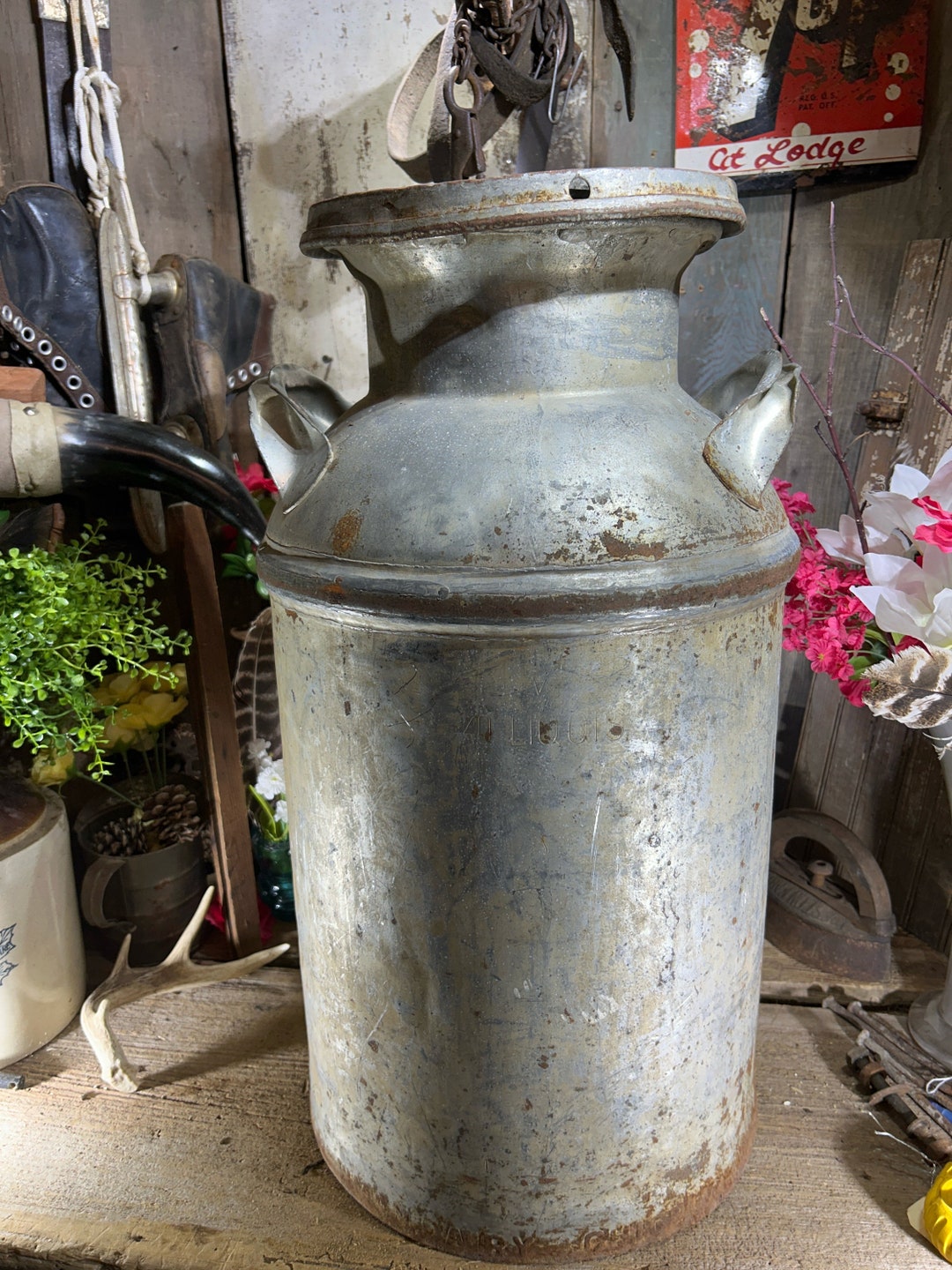 Vintage 10 Gallon Milk Can Syrup Bucket.... Farm Salvage. Garden ...