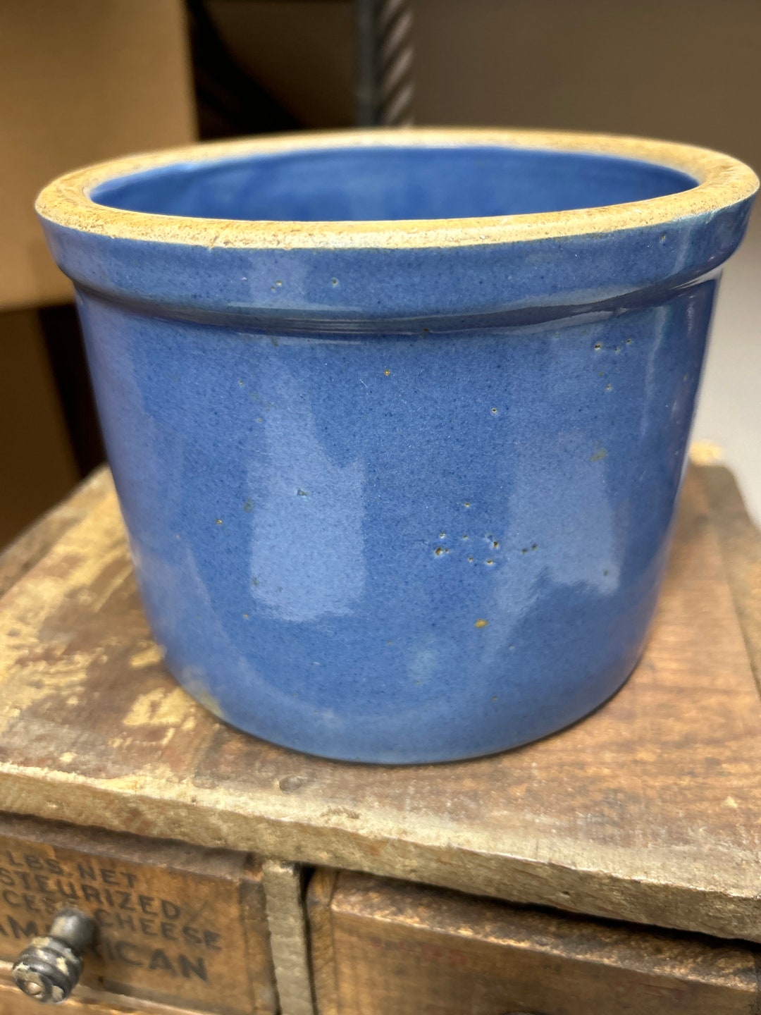 Vintage Salt Pottery .farmhouse Crock Ceramic Pottery, Blue Crock - Etsy