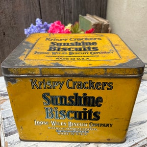 Vintage Krispy Crackers Sunshine Biscuits Tin, Hoosier Cabinet Display ...