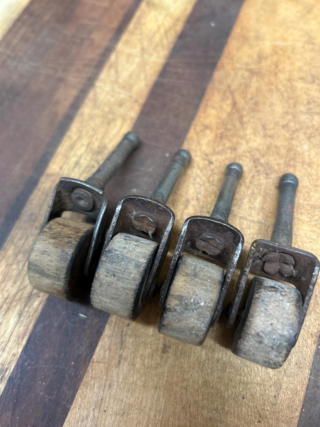 Vintage 4 Wooden Wheel Casters, - Etsy
