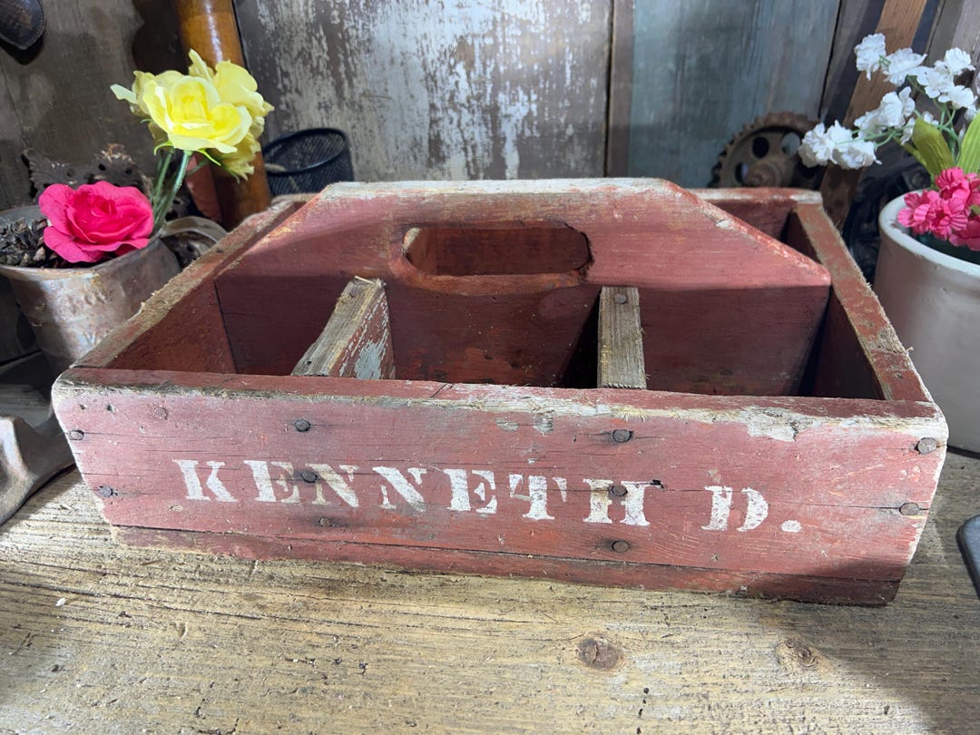 Antique Wooden Tool Tote. Wood Box, [cleaned] - Etsy