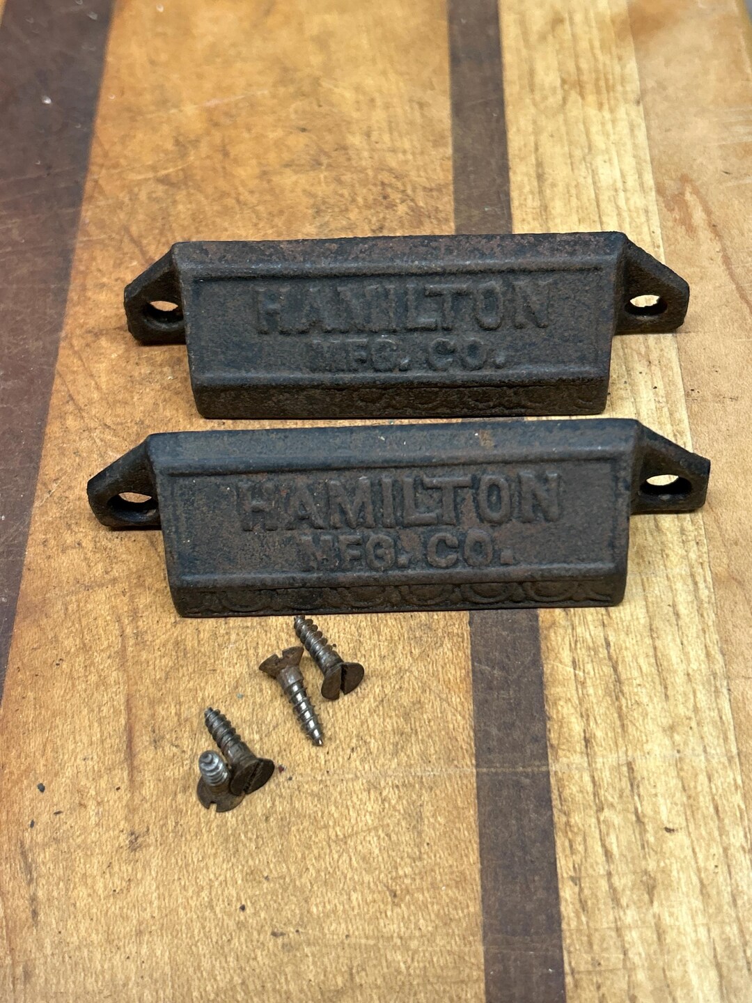 2 Antique Printer Drawer Hamilton Pulls, Knobs,handles 1869 Era - Etsy