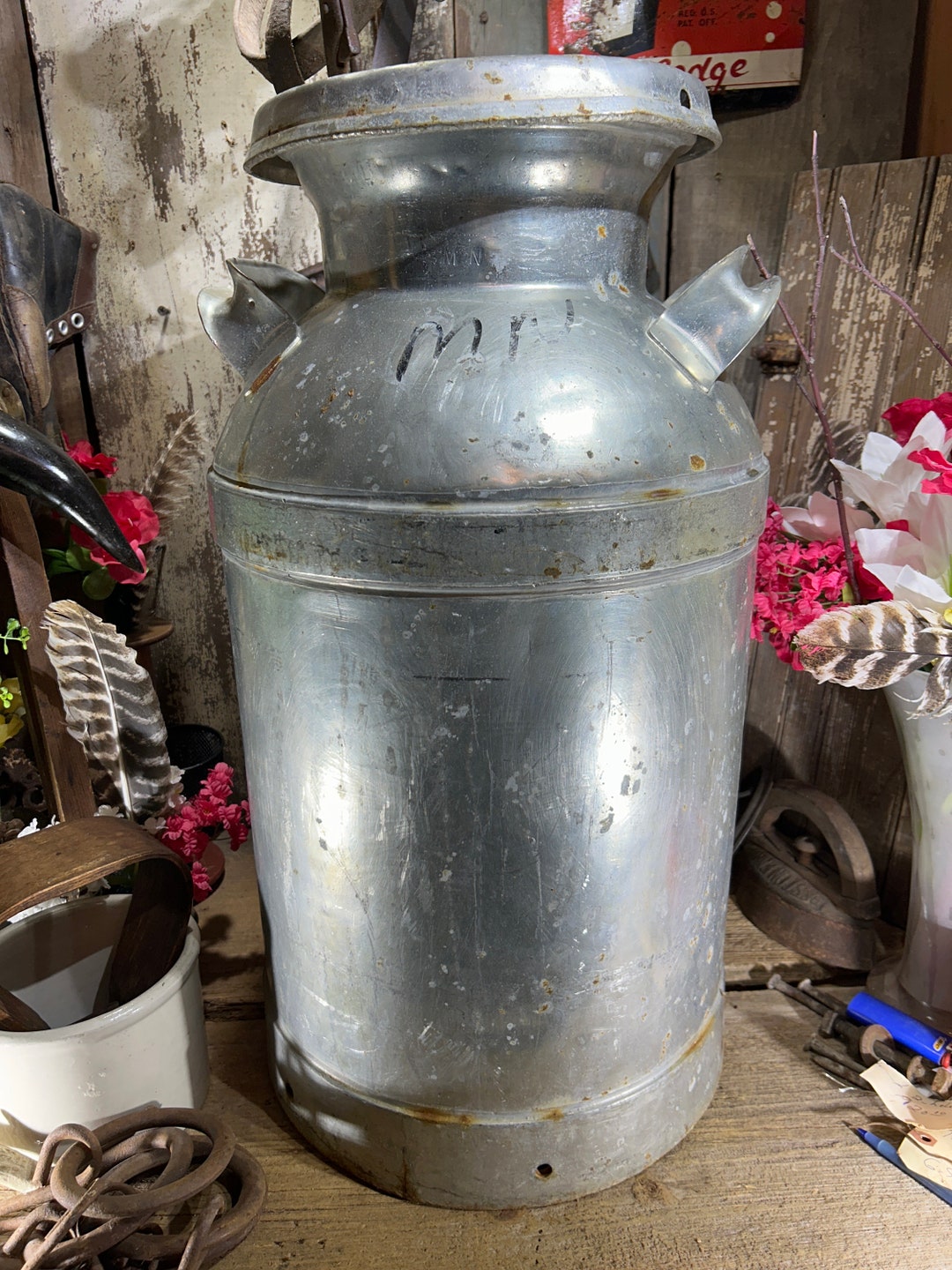Vintage 10 Gallon Milk Can Syrup Bucket.... Farm Salvage. Garden ...