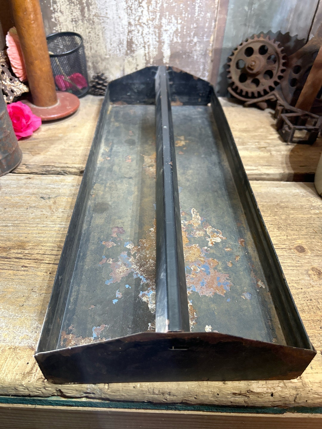 Vintage Antique Metal Tool Box Tray Rusty Galvanized Patina. Cleaned - Etsy