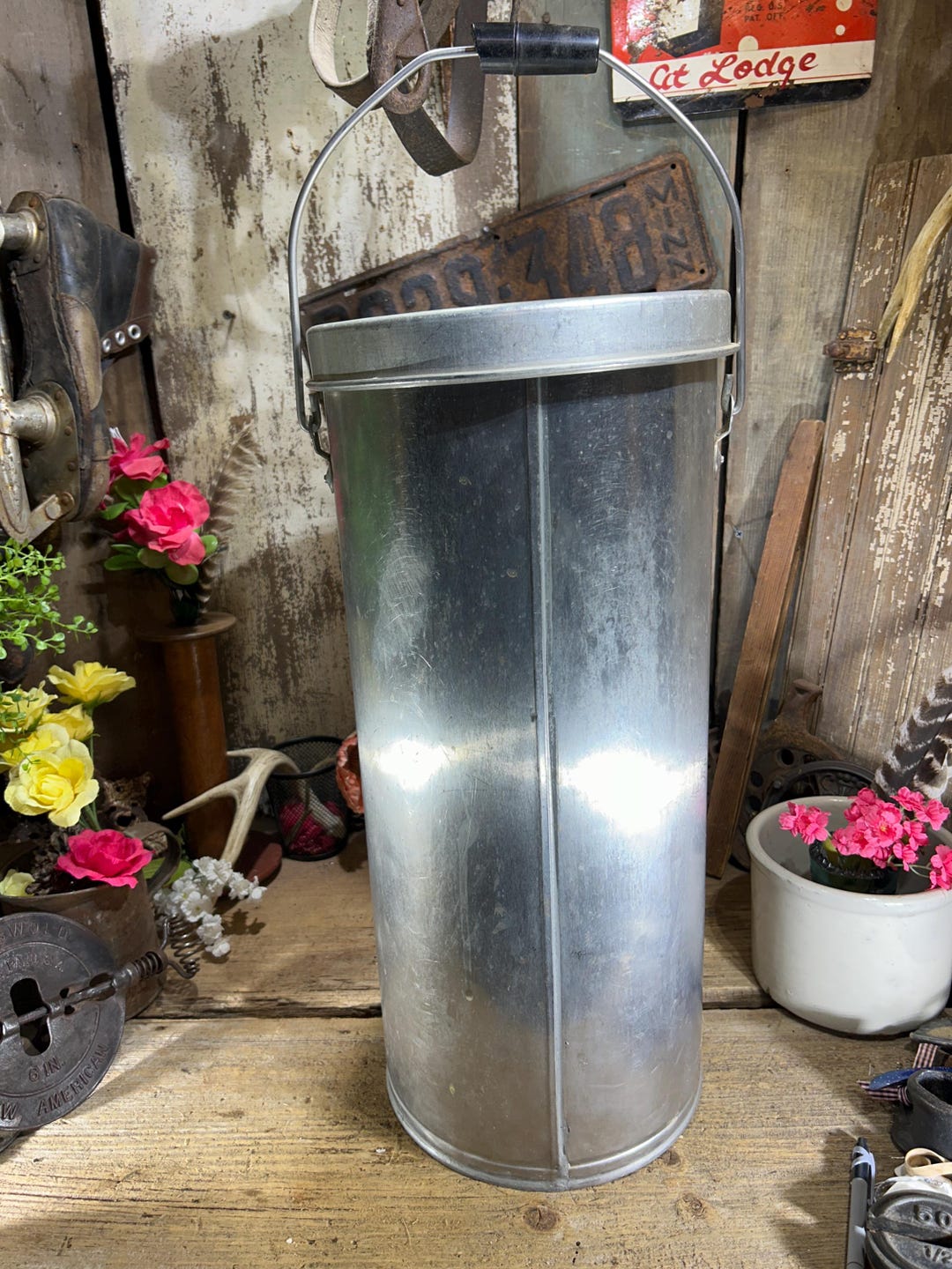 Vintage 10 Gallon Milk Can Syrup Bucket.... Farm Salvage. Garden ...