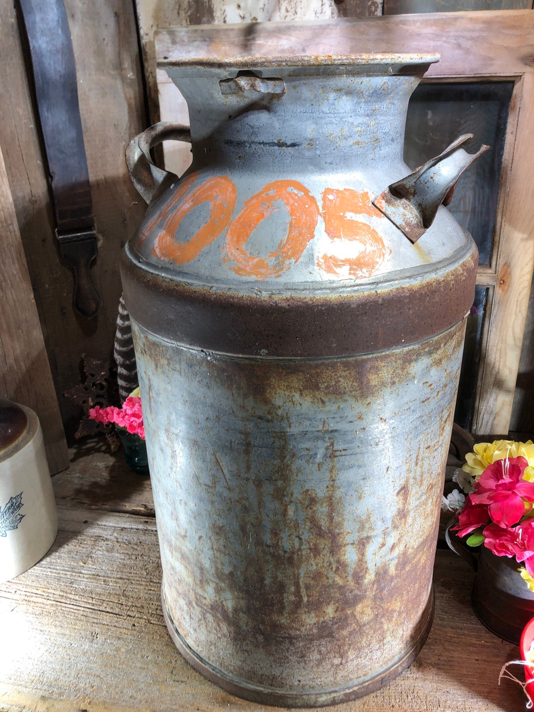 Vintage 10 Gallon Milk Can .cleaned,farm Salvage. Garden ,,flowers - Etsy