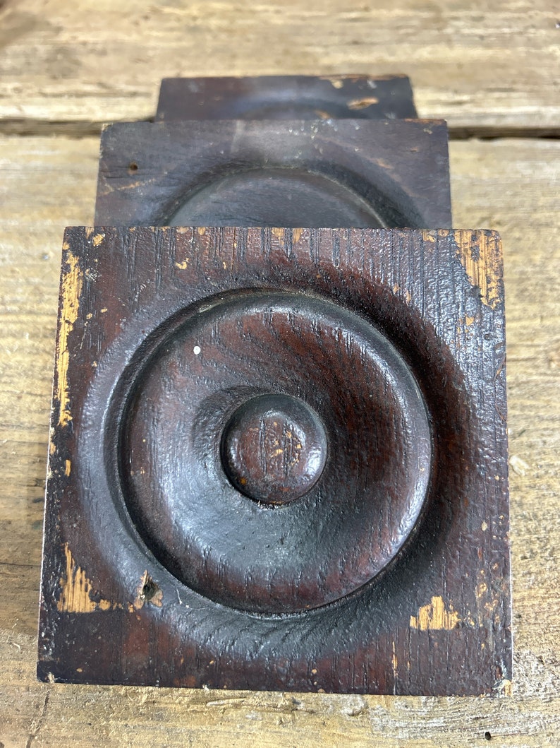 Antique Victorian Salvage 3 Wood Door Corner Rosettes, Window Door Trim ...
