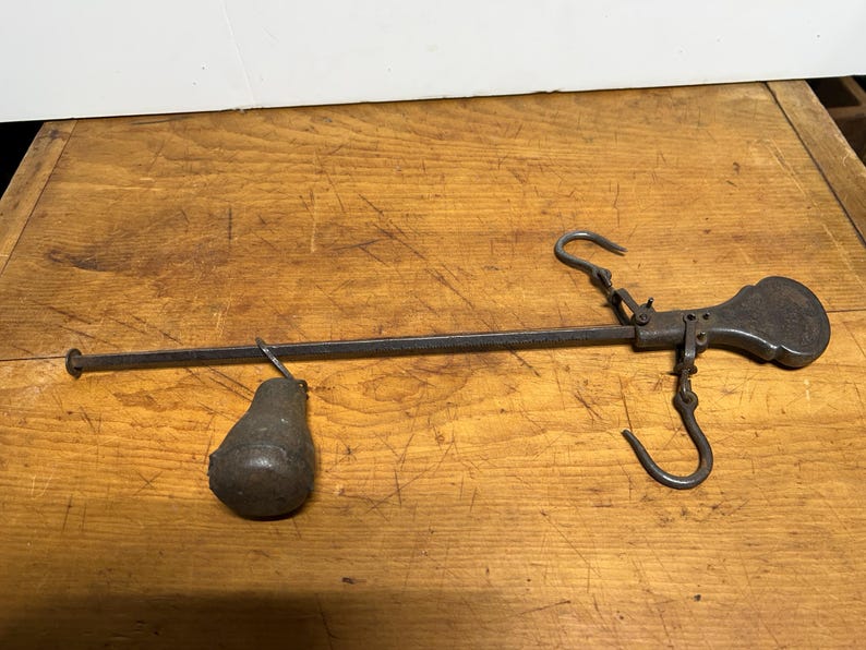 Vintage Hanging Iron Farm Scale Hay/tobacco/meat W/sliding Counter ...