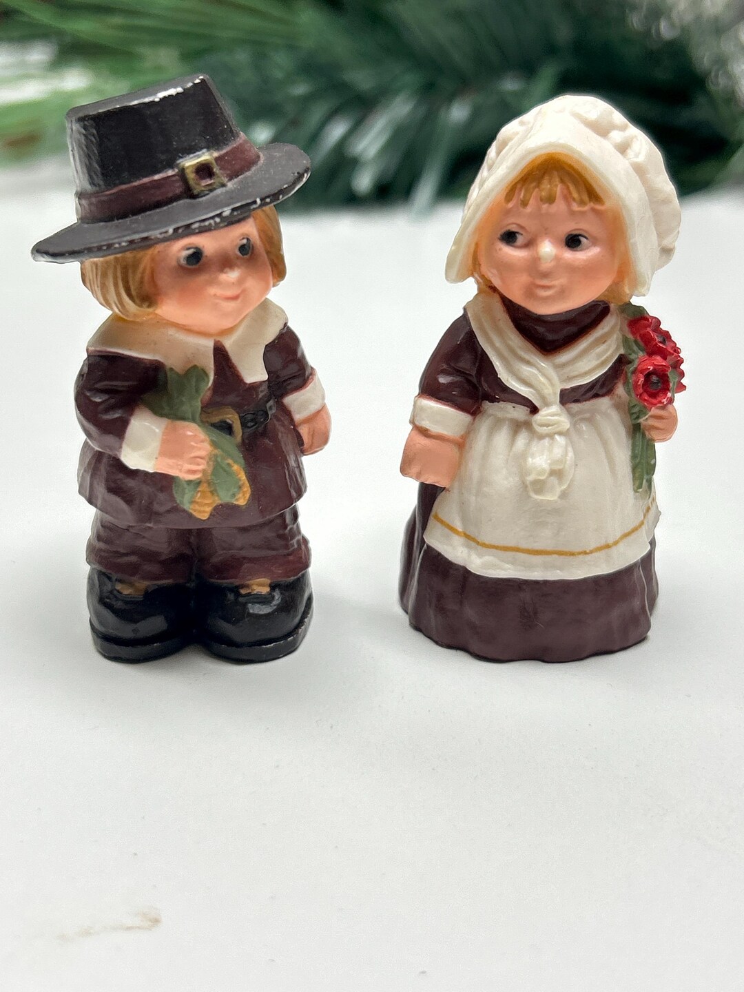 Vintage 1978 Hallmark Merry Miniatures Pilgrim Boy and Girl Figurines ...