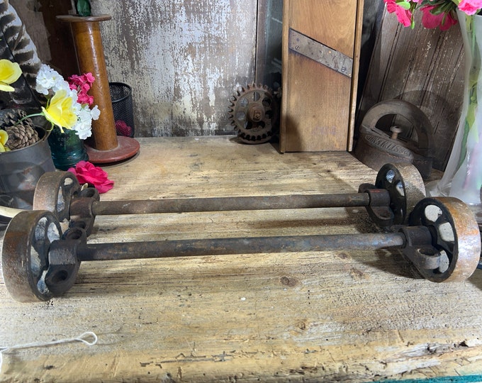 4 Vintage Steel Wheels With Axles, Cart Wheels - Etsy