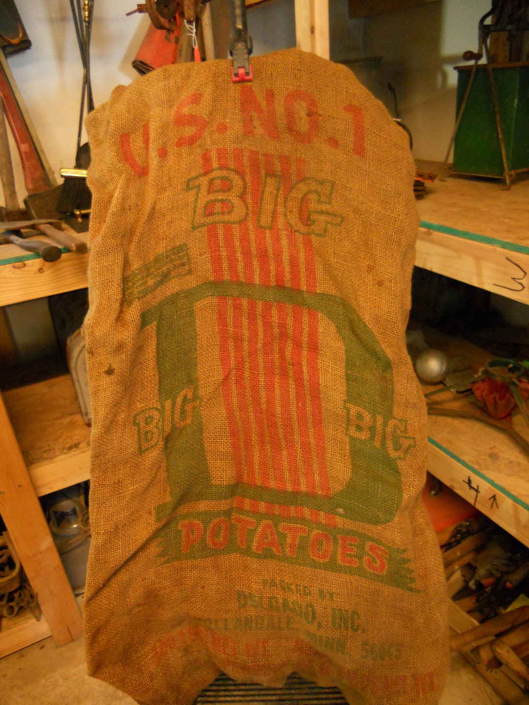 Vintage Gunny Sack.. Burlap,, ..U.S No. 1 Big Potatoe. Farm Salvage ...