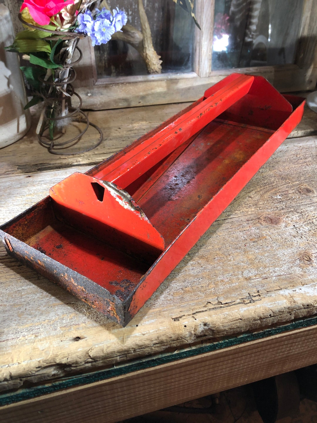 Vintage Antique Metal Tool Box Tray Rusty Galvanized Patina. Cleaned - Etsy
