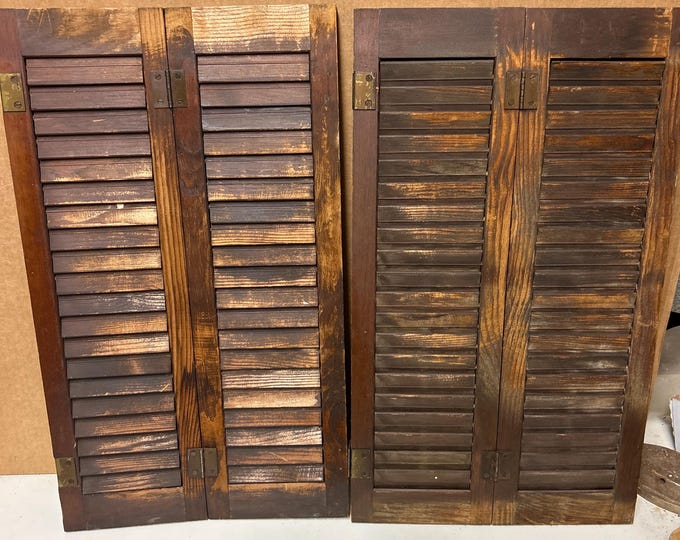 4 Vintage Shutter Panels Interior Wood Louver - Etsy