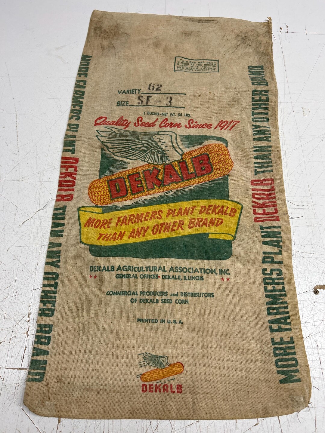 Dekalb Seed Cotton Gunny Sack, , Rare 1960. Corn - Etsy