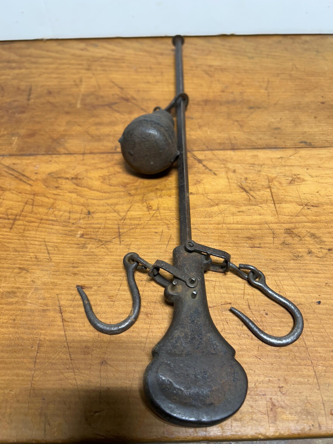 Vintage Hanging Iron Farm Scale Hay/tobacco/meat W/sliding Counter ...