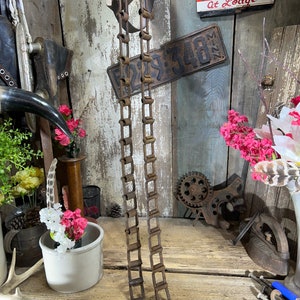 Vintage Industrial Square Link Chain. Farm Rusty Farm Chain. Aprx 70 ...