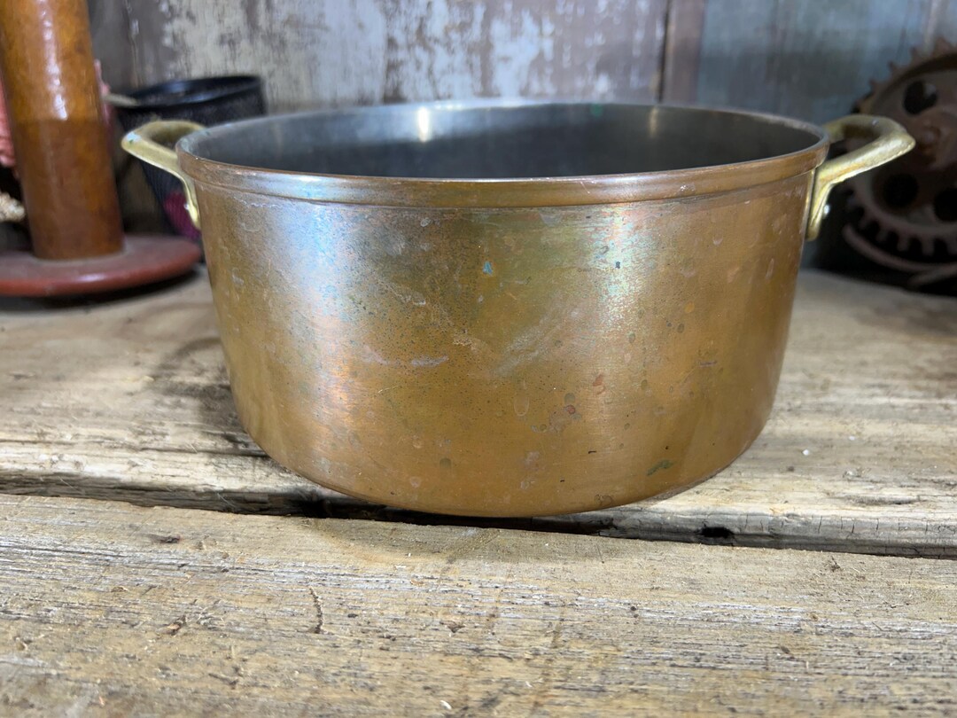 Vintage Copper Pot,. Centerpiece , Vintage Rustic Farmhouse Decor ...