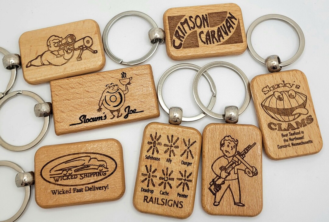 Fallout Laser Engraved Wooden Keychains. You Choose From a Variety of ...