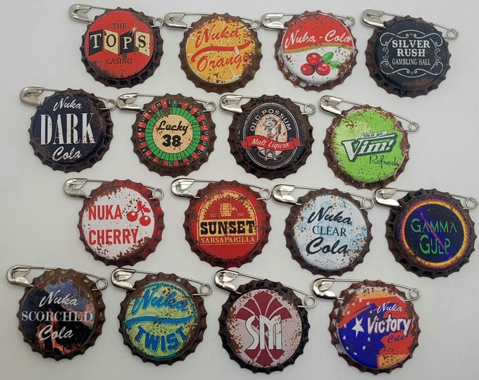 Bottle Cap Pins #1 Wasteland Inspired Weathered You Pick Your Favorites ...