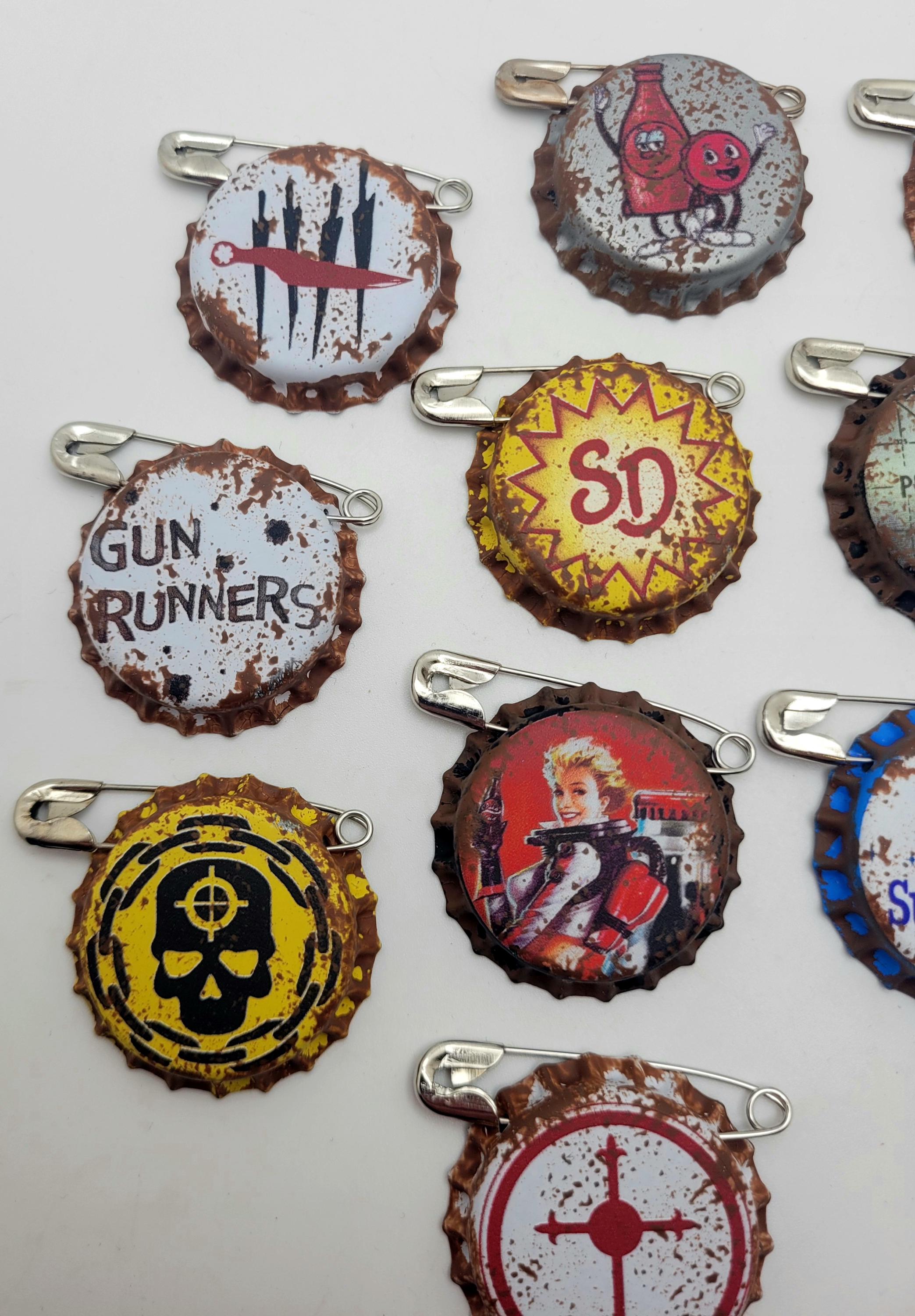 Bottle Cap Pins #2 Wasteland Inspired Weathered You Pick Your Favorites ...