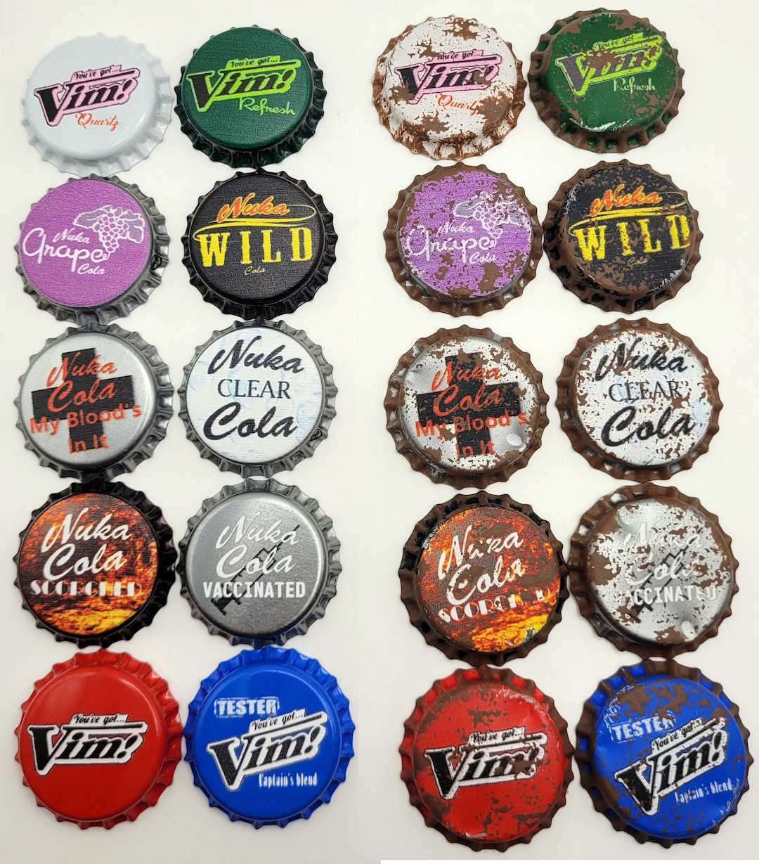 10 Bottle Caps Fallout Inspired. Weathered, Clean, Magnets High Quality ...