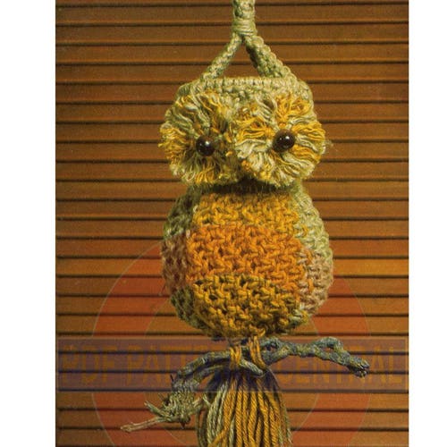 Vintage 70s Lonesome Macrame Owl Wall Hanging Pattern Instant - Etsy