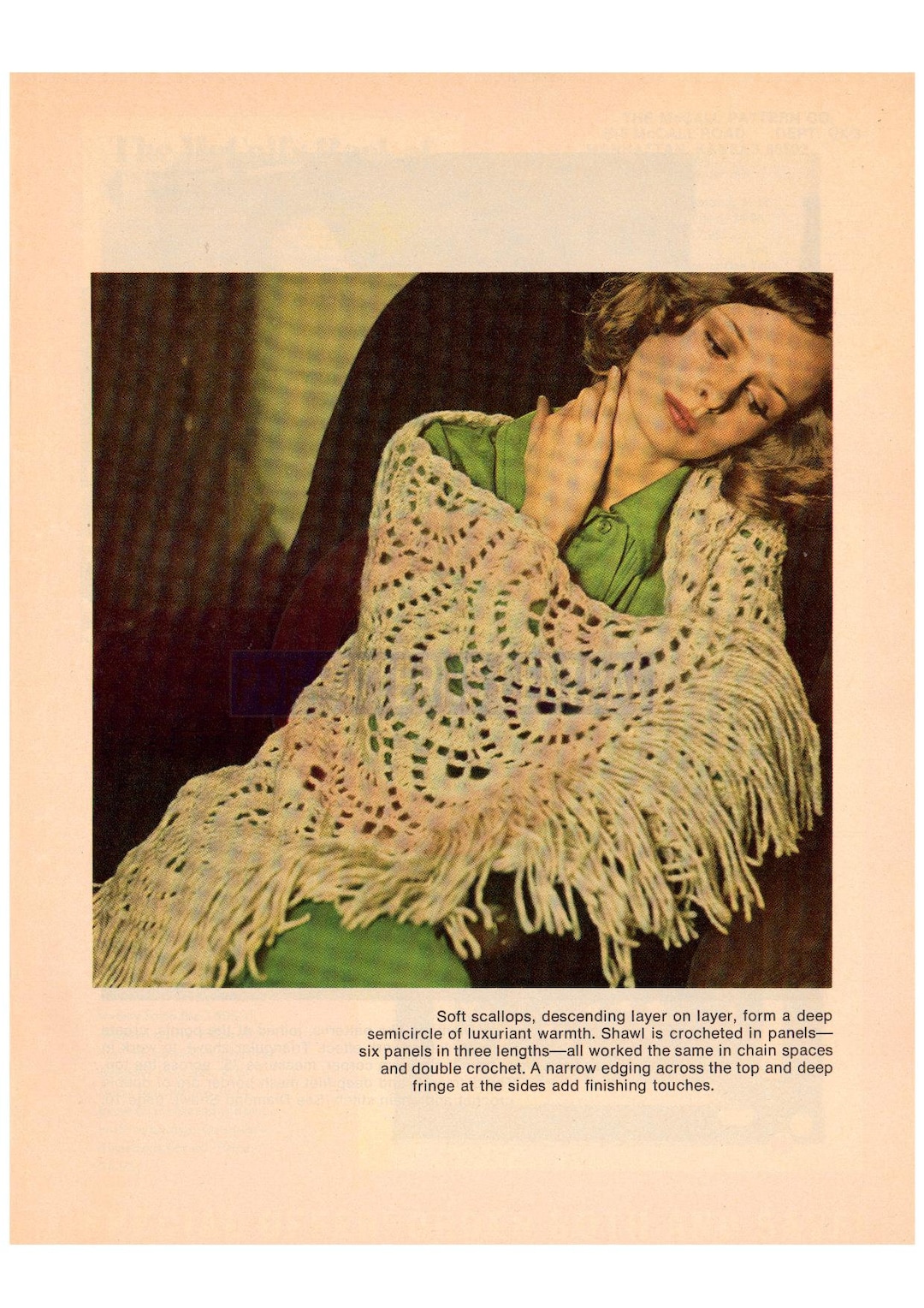 Vintage 70s Scalloped Shawl Pattern Instant Download PDF 2 Pages - Etsy