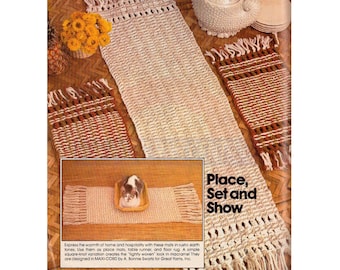 Vintage 70s Macrame Table Runner Rug and Place Mats Patterns - Etsy