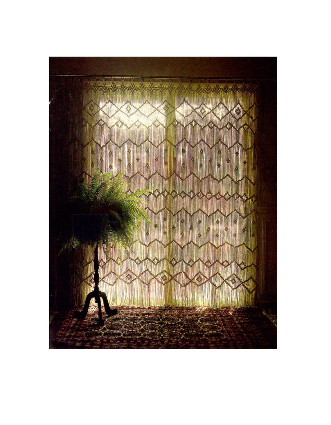 Vintage 70s Queen Anne's Lace Macrame Curtain Pattern Instant Download ...