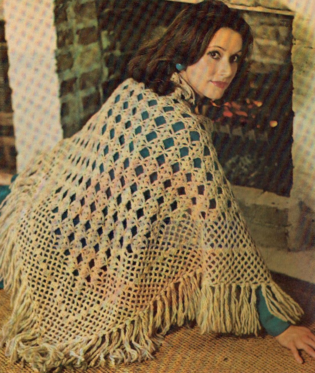 Vintage 70s Diamond Shawl Pattern Instant Download PDF 2 Pages - Etsy